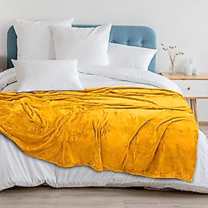 PAVILIA Fleece Blanket Throw | Super Soft, Plush, Luxury Flannel Throw | Lightweight Microfiber Blanket for Sofa Couch Bed (Mustard Yellow, 50x60 inches)