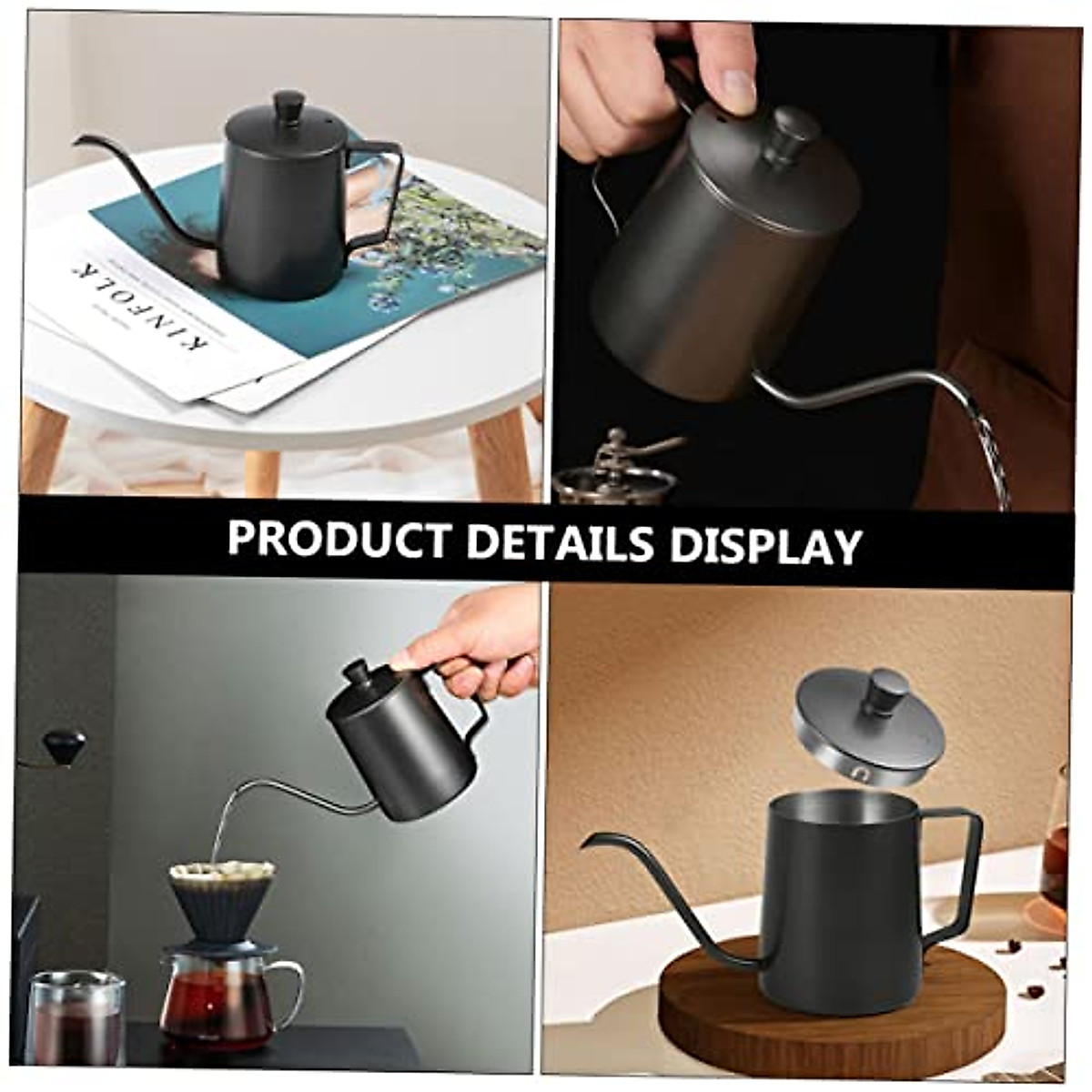 VINTORKY 1pc Coffee Maker Coffee Dripper Pot Beverage Pitcher Practical Coffee Pot Nspressso Drip Coffee Kettle Retro Coffee Maker Espresso Machine Stovetop Teapot Black