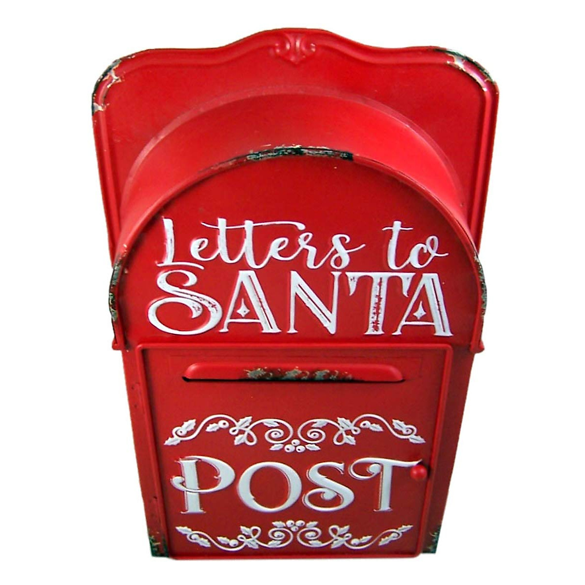 Wowser Distressed Hand Painted Red Metal Letters to Santa Mail Post Box, 15 1/4 Inch