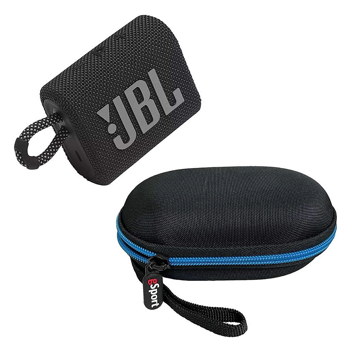 JBL GO 3 Waterproof Ultra Portable Bluetooth Speaker Bundle with gSport Deluxe Hardshell Case (Black)