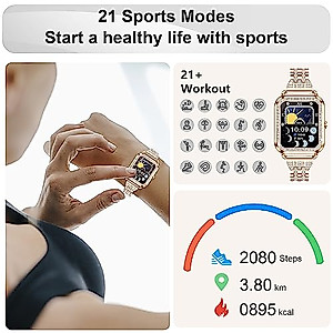 HMZSWDP Smart Watch (Answer/Make Call), 1.59" Touch Screen Smartwatch for Women, 21 Sport Modes, IP67 Waterproof, Fitness Tracker with SpO2/Heart Rate/Sleep Monitor/Blood Pressure for Android and iOS