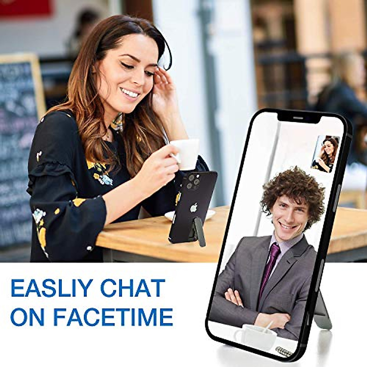 DWTB Cell Phone Kickstand,Multi-Angle Aluminum Kickstand(Adjustable Angle)(Vertical and Horizontal Stand) Compatible with iPhone 14/14 Plus/14 Pro/14 Pro Max, Black