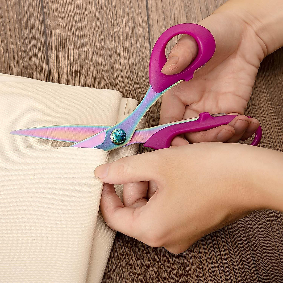 Sharp Sewing Scissors, Professional Heavy Duty Titanium Coating Forged Stainless Steel Multi-Purpose Shears for Fabric Leather, Dressmaking, Tailoring, Quilting, Home & Office, Art & School, 8 inch