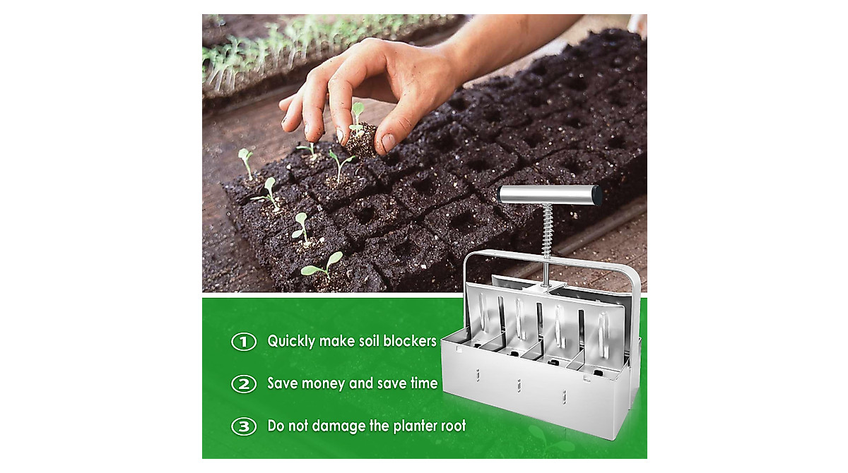 Soil Blocker, 8 Cell Soil Blocker for Seed Starting, 2 inch Manual Soil ...