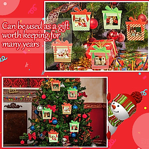 Irenare 24 Pcs Felt Christmas Photo Ornament Photo Frames with Bow Christmas Hanging Picture Frame Tree Decoration for DIY Christmas Tree Stockings Holiday Presents(Classic Style)