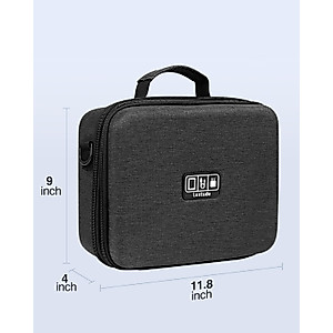 Luxtude Large Electronics Organizer, 11’’ Hard Case for Mac Mini, Shockproof EVA Tech Bag, Travel Cable Organizer Bag with Shoulder Strap, Large Carrying Case for iPad(Up to 11’’), Mouse, Charger