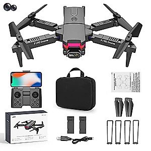 Aerial Photography Drone - RC Drone with Dual 4K HD FPV Camera and Dual Battery, Foldable Mini Remote Control Quadcopter, Altitude Hold, Headless Mode, Gifts for Women Men
