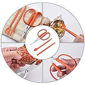 HEMOTON 5Pcs Set eat crab set lobster tools oyster shucking tools leg kit lobster crackers opener shrimp cleaning tool seafood spoon crab leg opener biscuit Stainless steel Sheller