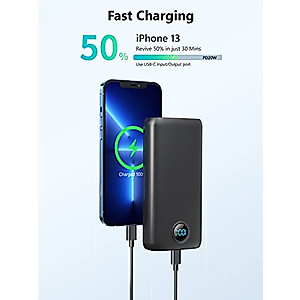 DIAMUAR Portable Charger 30,000mAh-Output Input USB C Fast Charging LED Display SCP22.5W PD3.0 QC4.0 Power Bank, Flashlight External Battery Pack for iPhone, Samsung Galaxy, LG, and More Black