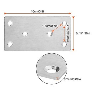 22 PCS Sliver Mending Bracket Plate, Stainless Steel 50MM X 100MM X 2MM Heavy Duty Flat Corner Brace for Wood, Metal Straight Fixing Joining Shelf Support Corner for Shelves, Furniture and Cabinet