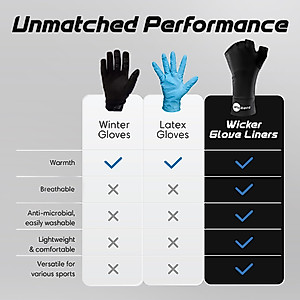 Wickers Fingerless Athletic Gloves Liners Men (Medium Black) - Sport Gloves Liner, Lacrosse Glove Liners, Ski Glove Liners, Thin Glove Liners Men, Pickleball Gloves Liner, Hockey Gloves Liners