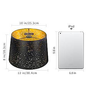 Double Medium Metal Lamp Shades Set of 2, ALUCSET Drum iron Lampshades for Table Lamp and Floor Light,10x12x8 inch (Sky Stars, 2 pcs pack)