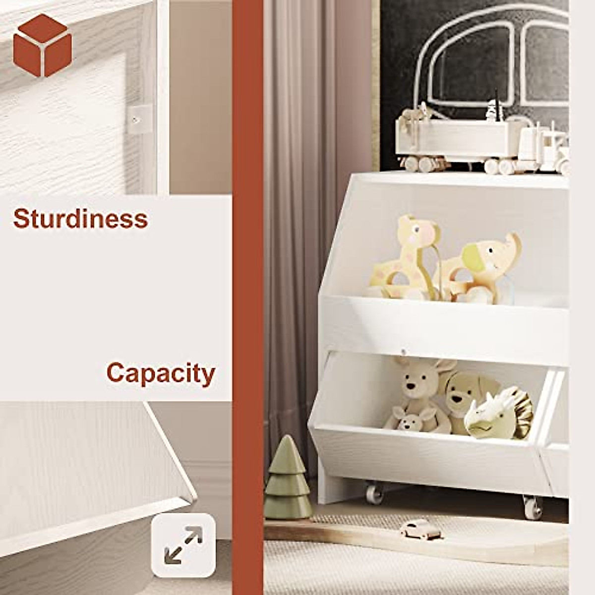 ZOPEND Toy Storage and Organizer for Kid, Boys and Girls Muti-Functional Bookcase and Storage Bin with Moveable Drawers, Children Toddler Storage Carbinet for Playroom, Bedroom, Nursery