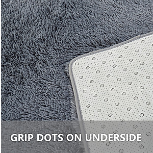 AMTOVO Area Rugs for Living Room, Fluffy Dark Grey 8x10 Clearance Bedroom Rug, Large Throw Shag Carpet for Nursery, Kids, Playroom Home Decor