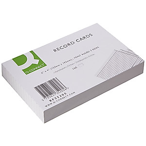 Q-Connect Record Card 152x102mm Ruled Feint White (100 Pack)