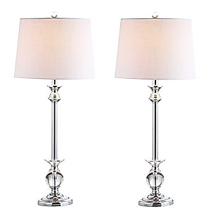 JONATHAN Y JYL2056A-SET2 Set of 2 Table Lamps Elizabeth 33" Crystal/Metal LED Table Lamp Contemporary Bedside Desk Nightstand Lamp for Bedroom Living Room Office College Bookcase, Clear/Chrome