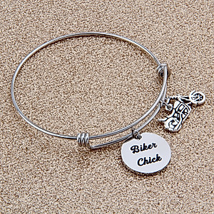 SEIRAA Biker Gift Motocycle Bracelet Biker Chick Gift Expandable Bracelet Jewelry (Biker Chick)