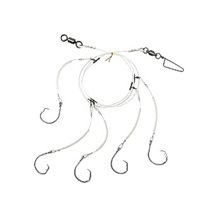 BLUEWING Fishing Deep Drop Rig with Glow Tubes 1pc Snapper, Tilefish Rig with 12/0 Stainless Steel Hooks, Barrel Swivel, 300lbs Line, 1pc