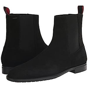 HUGO Mens Smooth Suede Pull On Chelsea Boot Hunting Shoe, Black Oil, 7.5 US