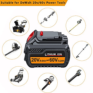 DTK DCB609 Battery Replacement for DeWalt 60V Battery Compatible with 20V / 60V DCB609 DCB606 DCB612 20V 60V Lithium Battery (2 Packs)