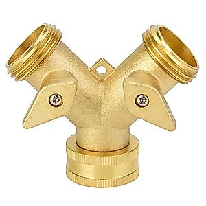 TOPINCN 3/4 Inch Double Outlet Water Pipe Fitting Brass Ball Valve Hose Fitting for Garden