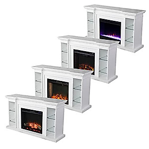 SEI Furniture Henstinger Electric Fireplace w/Bookcase, White