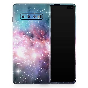 DesignSkinz Colorful Neon Space Nebula Protective Vinyl Decal Wrap Skin Cover Compatible with The Samsung Galaxy S20 (Screen Trim & Back Glass Skin)