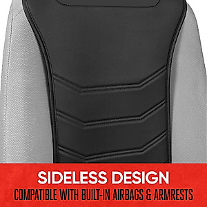 Motor Trend LuxeFit Black Seat Cover for Cars Trucks Van SUV (1 Piece), Premium Faux Leather Car Seat Cover, Easy to Install Automotive Seat Cover with Storage Pockets, Fits Most Vehicles
