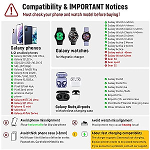 3 in 1 Wireless Charging Station for Samsung Wireless Charger Stand Magnet Galaxy Watch 4/3 Active 2/1 Galaxy S23/S22 S21/S20/S10/S10e/Note 20/10/9/8/Z Flip/3 Fold 3 Galaxy Buds 2/Live Multiple Device