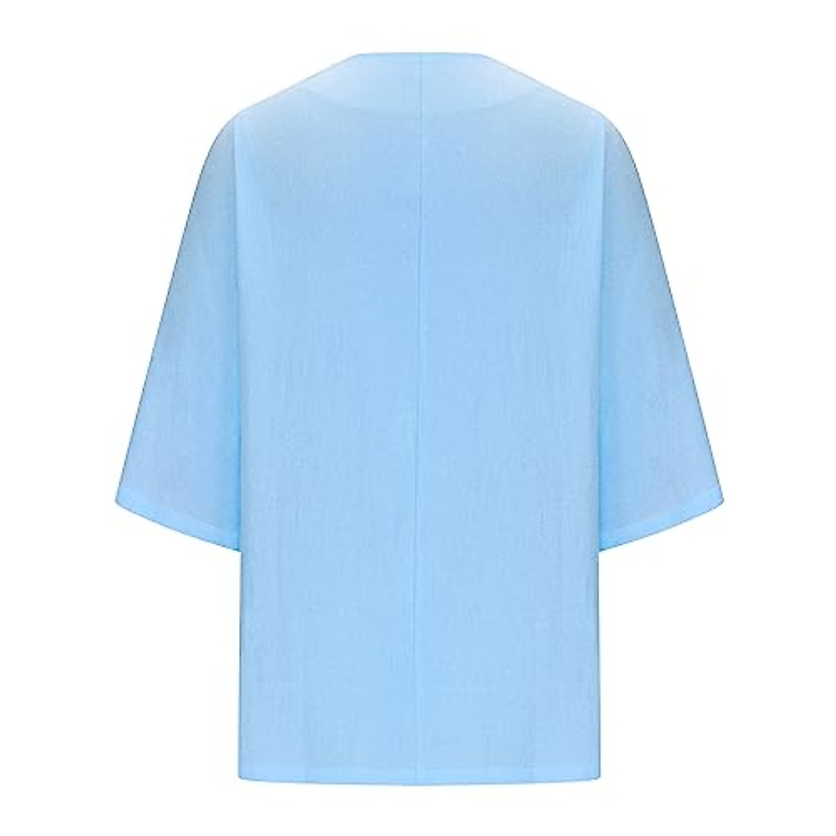 ysgfhgjw orders placed by me Square Neck Tops For Women Bell 3/4 Sleeve Side Split Solid Color Blouses Cotton Linen Casual Dressy Work Out Tunics Light Blue 2X
