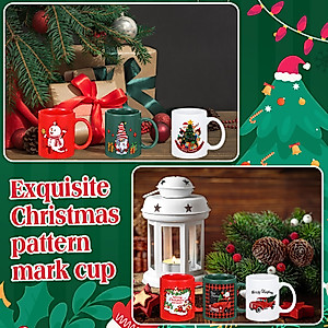 Maxdot 8 Pieces Christmas Mugs 12oz Mug Set Christmas Coffee Mugs with Handle Christmas Ceramic Matching Mugs for Home School Office Table Centerpieces Housewarming Holiday Party Gift