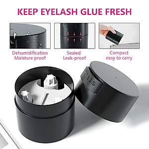 Buqikma Eyelash Extension Glue Jar Storage Tank with Bottom Sealed Adhesive Stand Activated Storage (Black)