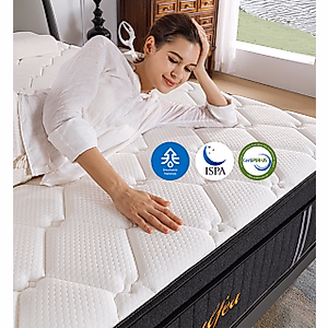 Soulfea King Size Mattress,14 Inch Memory Foam Hybrid Black King Mattresses,Pocket Spring King Mattress in a Box for Sleep Supportive Pressure Relief,Medium Firm King Mattress.