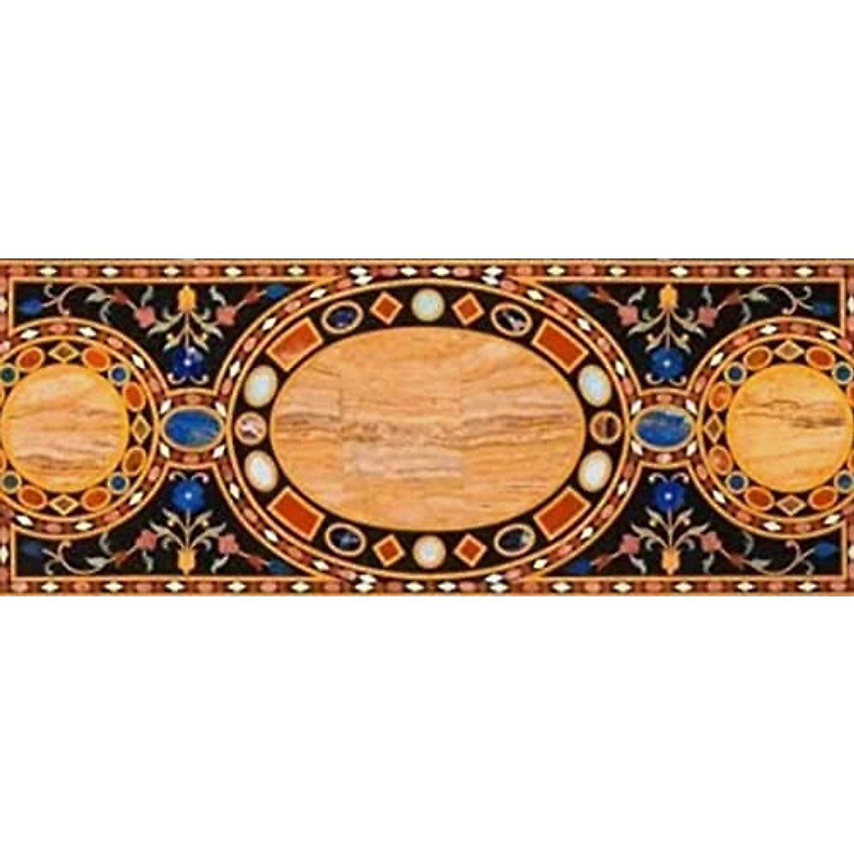 Pietra Dura Black Marble Inlay Rectangular 48" x 24" Inch Coffee Table Top, Stone Inlaid Top for Wall Decor, Breakfast Table Top, Living Room Furniture, Piece Of Conversation, Family HeirLoom