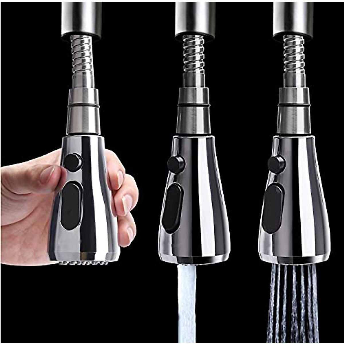 Pull Down Kitchen Faucet Sprayer Head Replacement Part - Pull Out Sink Sprayer Replacement Nozzle, Kitchen Faucet Head Hose Spray Tap Spout Only for G1/2 Connector (Brushed Nickel)