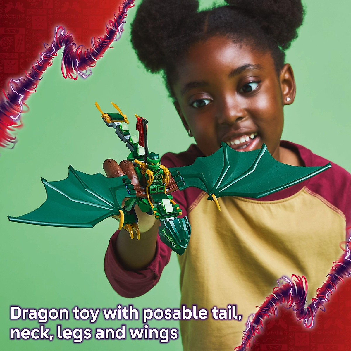 LEGO NINJAGO Lloyd's Green Forest Dragon Toy - Pretend Play Building Toy for Boys and Girls, Ages 6+ - Easter Basket Gift for Kids - Dragon Figurine with 2 Minifigures for Kids - 71829