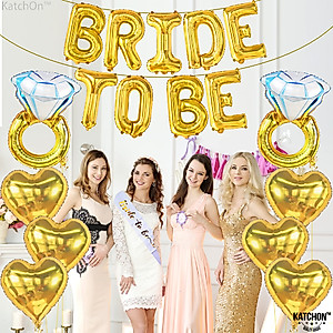 KatchOn, Gold Bride To Be Balloons Set - Pack of 17 | Gold Bride Balloons | Bridal Shower Balloons for Bridal Shower Decorations | Bride To Be Gold Balloons for Gold Bachelorette Party Decorations