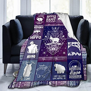 Homieblanket Hippo Blanket for Boys Girls, Cute Hippo Themed Design Printed Throw Blankets for Kids Lap, Chair Sofa, Warm Soft Cozy Blanket, 40"x 50"