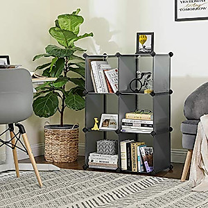 SONGMICS Cube Storage Organizer and Fabric Storage Bins Bundle, Closet Organization and Storage, Foldable Cube Baskets and Shelving, Gray ULPC06G and UROB26LG