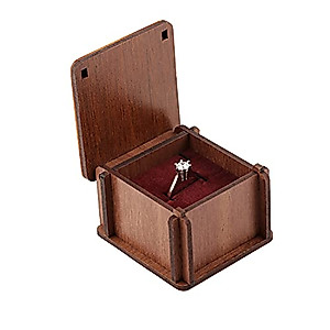 LUCCE Wooden Ring Box for Proposal Slim - Small Engagement Ring Box Wood - Golden Mirror Effect Tree of Life Pattern Rustic Wedding Decorations for Ceremony, Jewelry Box - Wooden Storage Box with Ring Bearer and Perfect for Proposal, Wedding, Ceremony, En