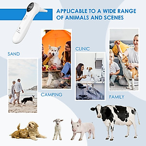 Pet Ear Thermometer for Dogs, Cats, and Livestock, Long Probe Designed, ℃/ ℉ Convert and Sound Switch Dedicated Button, 1 Second Measurement, 20 pcs Pet Swabs Included