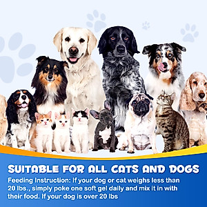 Omega-3 Fish Oil for Dogs, Omega 3 Fish Oil with EPA & DHA Supports Dogs Seasonal Allergies Relief, Boosts Immune Function, Itch Skin Relief & Promote Coat Health, Pet Supplements - 120 Soft Gels