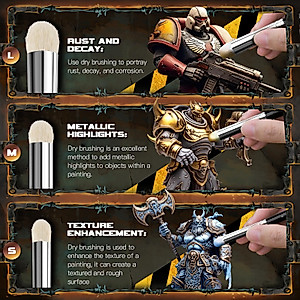 Golden Maple Miniature Paint Brushes Drybrush-10pcs Micro Detail Paint Brush Set, Small Fine Detail Brushes for Acrylic, Watercolors & Paint by Number, Citadel, Figurine, 40k