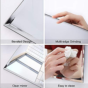 Chende 2 Packs Rectangle Bathroom Mirror with Beveled Edge, 18" x 24" Frameless Vanity Mirror for Bedroom, Entryways, Washrooms, Living Rooms, Modern Wall Mirror