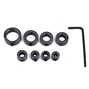 8Pcs Drill Stop Bit Collar Set Drill Bit Depth Stop Inner Diameter 3mm 4mm 5mm 6mm 8mm 10mm 12mm 16mm with Allen Wrench to Tighten The Stops Set-Screws