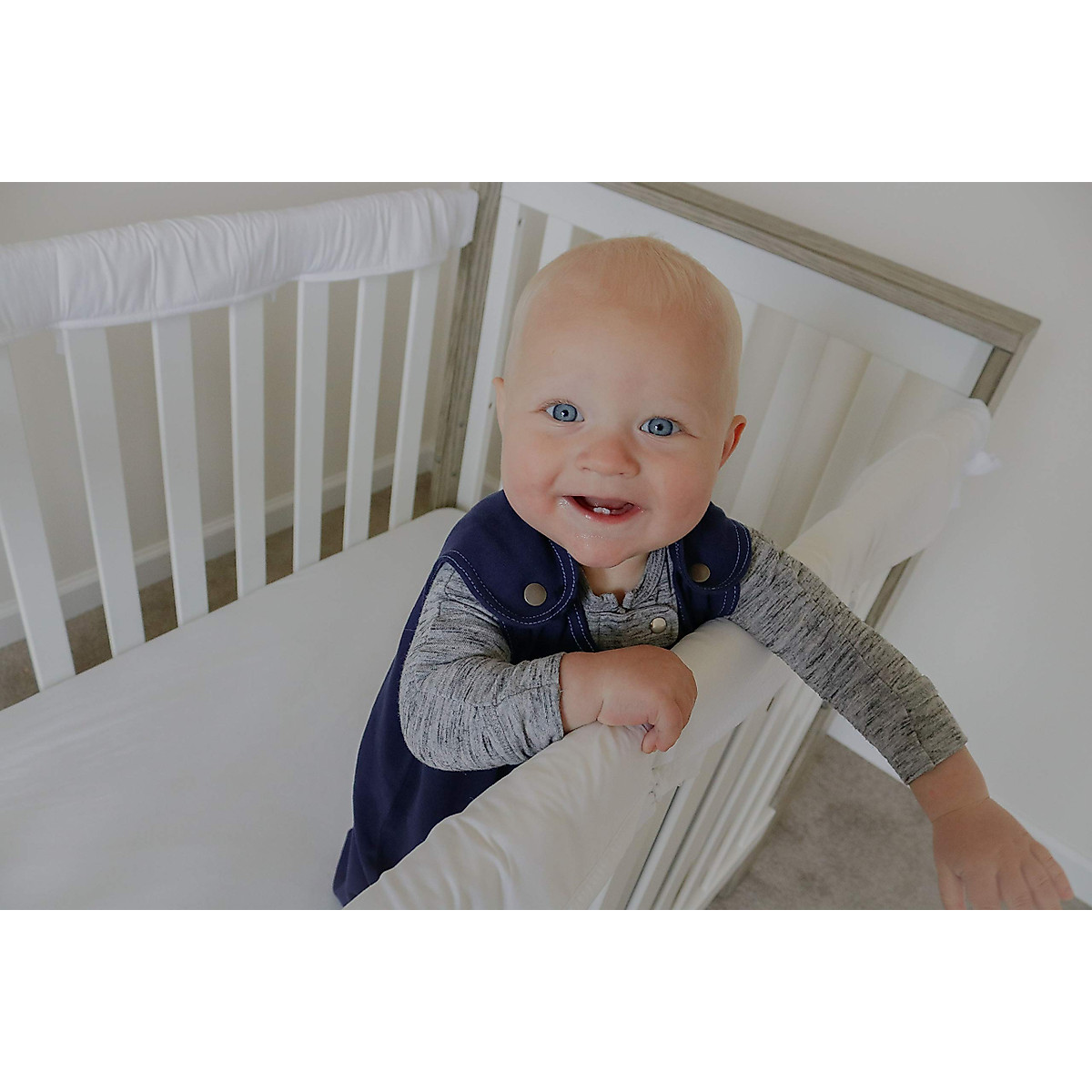 baby deedee Cotton Sleep Nest Basic Sleeping Sack, Baby Sleeping Bag Wearable Blanket, Infants and Toddlers, Deep Sea Blue, Large (18-36 Months)