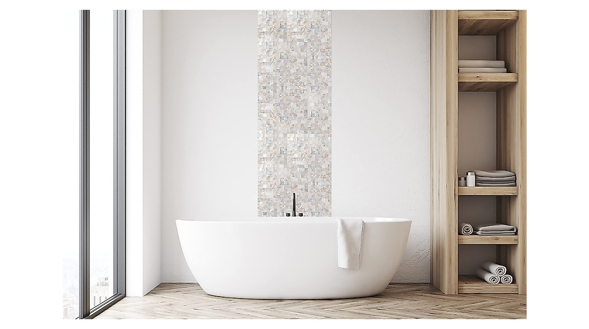 KASARO Peel and Stick Backsplash Shell Tiles, Mother of Pearl Mosaic ...