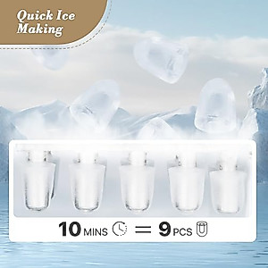 Athena Collection Ice Makers Countertop with Self-Cleaning, 26Lbs Per Day, 9 Blocks in 10 mins, Clear Ice Machine Portable Ice Maker for Kitchen Party RV w/2 Sizes Bullet Ice, Scoop, Basket, White