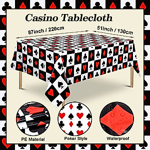 Winrayk 125Pcs Casino Theme Party Decorations Birthday Supplies Casino Red and Black Balloon Garland Poker Tablecloth Casino Backdrop Dice Poker Balloon Casino Games Las Vegas Casino Party Decorations