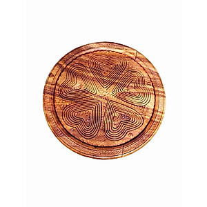 SKEZ Decorative Wooden Collapsible Fruit Basket (12"x12"x12") Elegant Wooden Foldable Fruit Basket Circular Hand Crafted Wooden Trivet Multipurpose (5 Partitions)